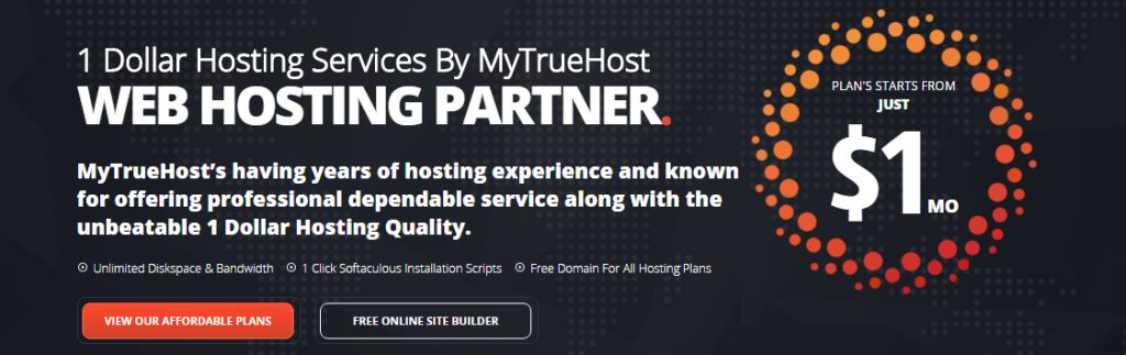 1 Dollar Hosting Services By MyTrueHost | $1 web hosting,cheap hosting ...